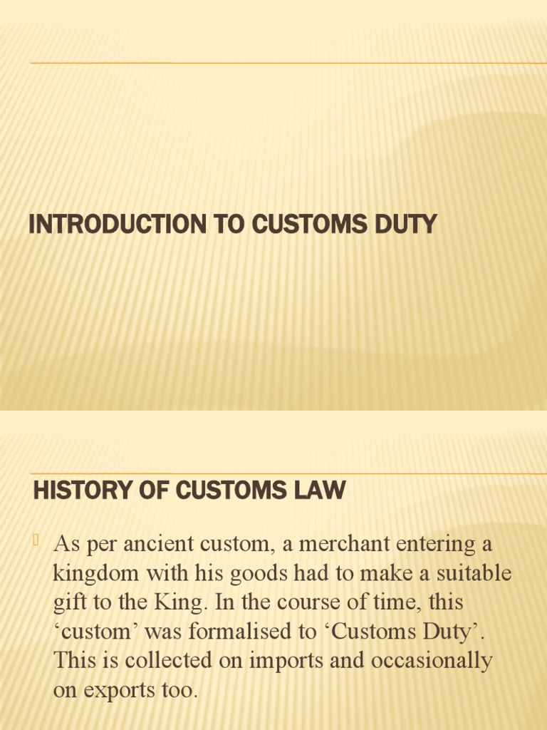 Introduction To Customs Duty | PDF | Dumping (Pricing Policy ...
