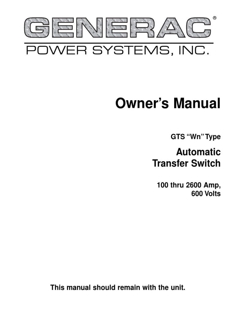 Power Systems, Inc.: Owner's Manual | PDF | Switch | Electrical Wiring