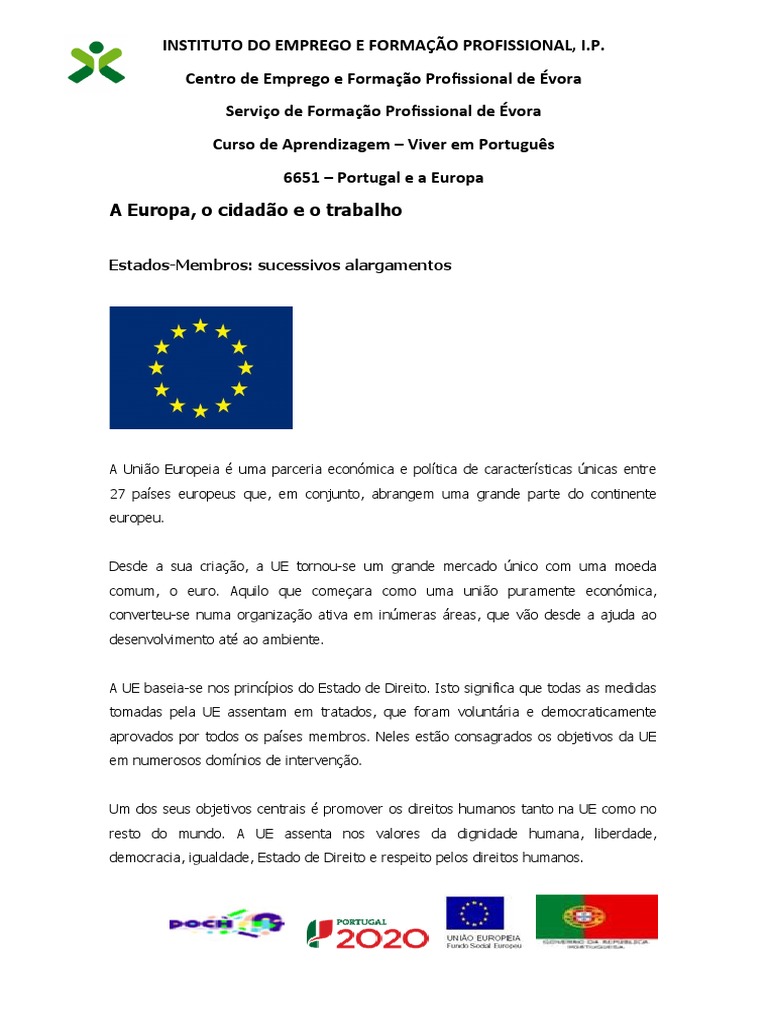 Ficha Informativa A Europa, o Cidadao e o Trabalho | PDF | União ...