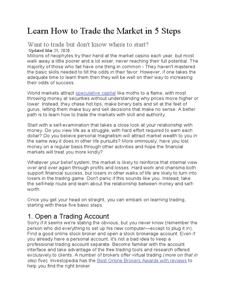 Learn How To Trade The Market in 5 Steps: Want To Trade But Don't Know ...