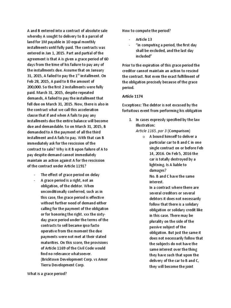 Notes For Civil Code Article 1177 and Article 1178 | PDF | Legal Remedy ...