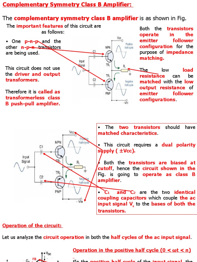Class B Complementary Symmetry Power Amplifier | PDF | Amplifier | Analog Circuits