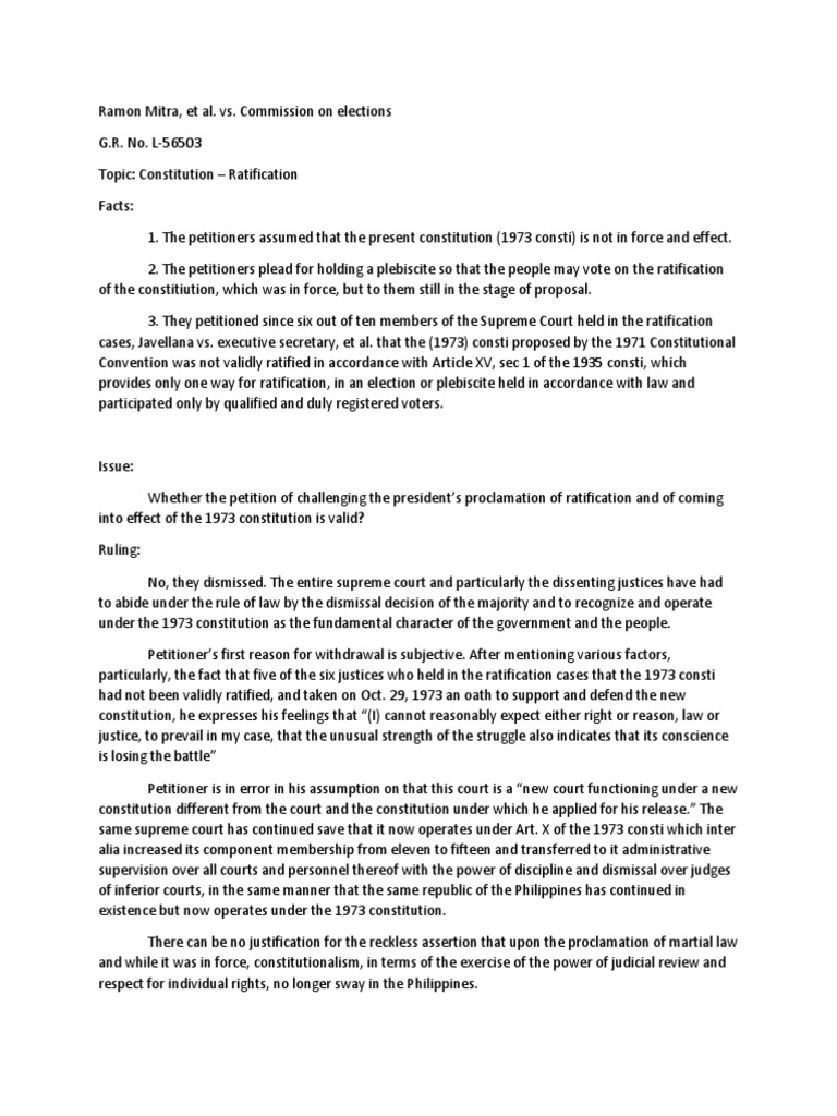 Ramon Mitra Vs Comelec | PDF | Public Sphere | Judiciaries