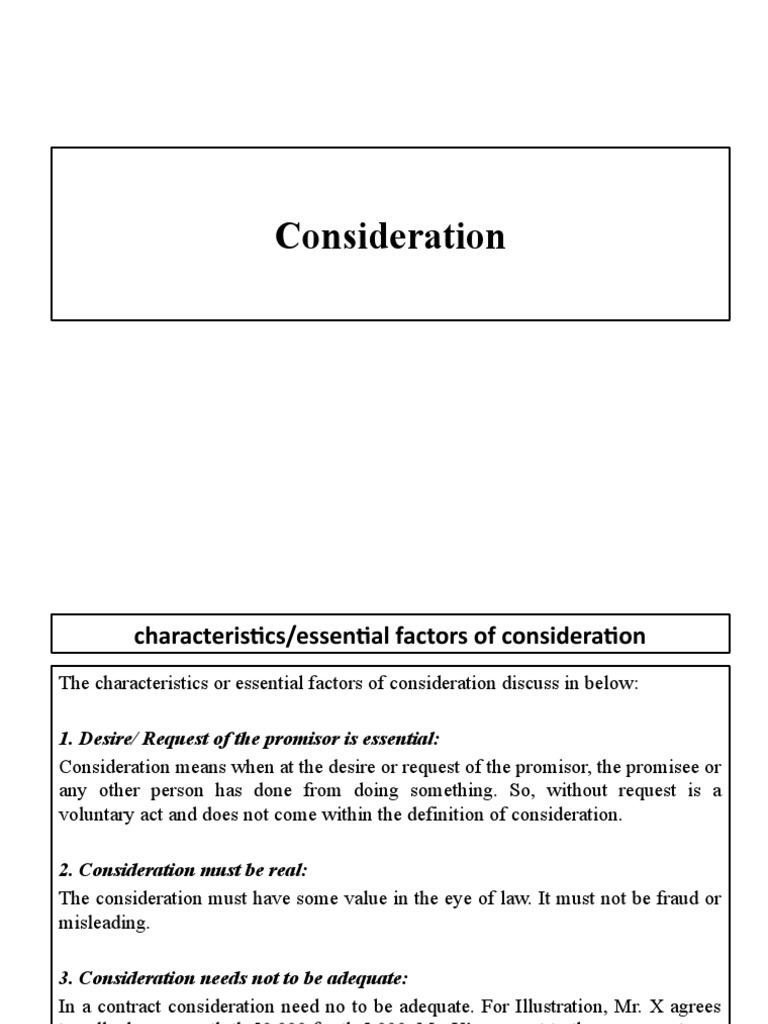 Consideration | PDF | Consideration | Business Law