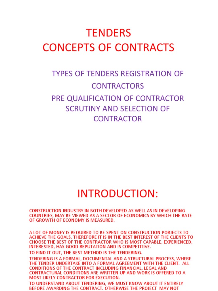 Understanding the Tendering Process | PDF | Damages | Specification ...