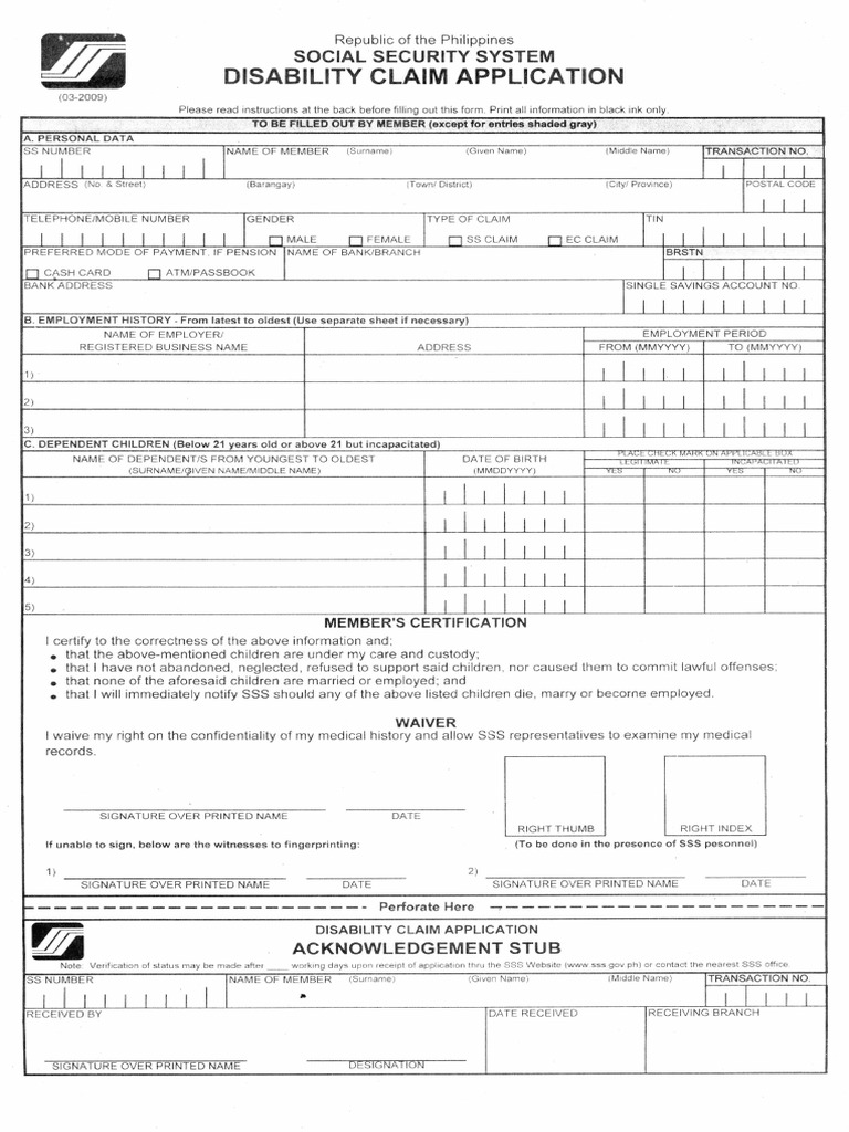 SSSForm Disability Claim | PDF