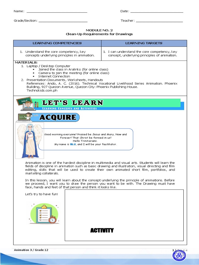 Lesson (Module 2 in Animation 3) | Download Free PDF | Drawing ...