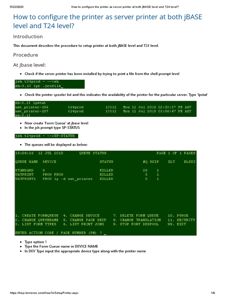 How To Configure The Printer As Server Printer at Both jBASE Level and T24 Level | PDF ...