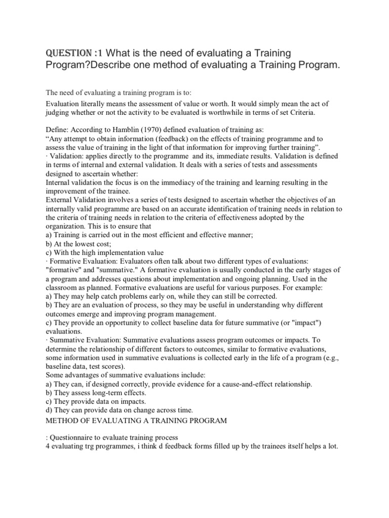 How To Evaluate A Training Program | PDF | Evaluation | Performance ...