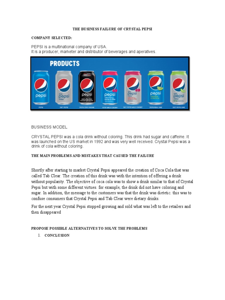 The Business Failure of Crystal Pepsi | PDF