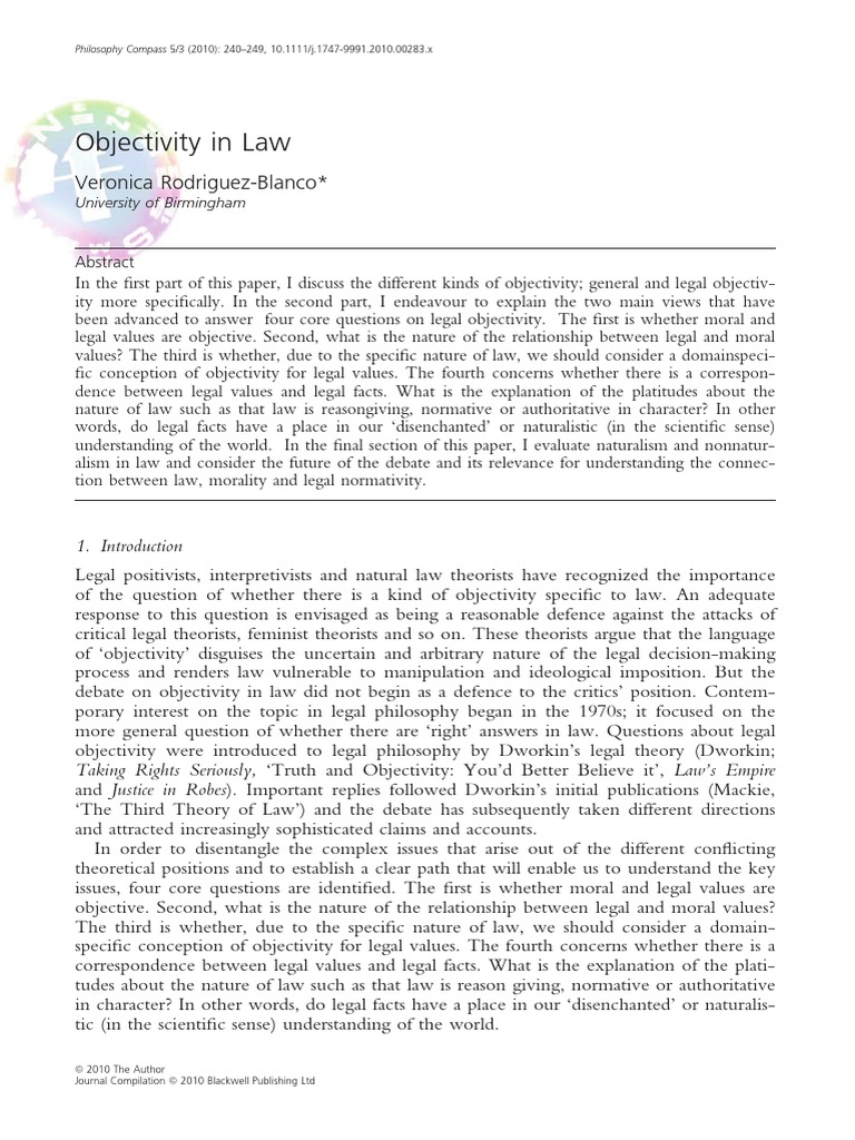 Objectivity in Law: Veronica Rodriguez-Blanco | PDF | Jurisprudence ...