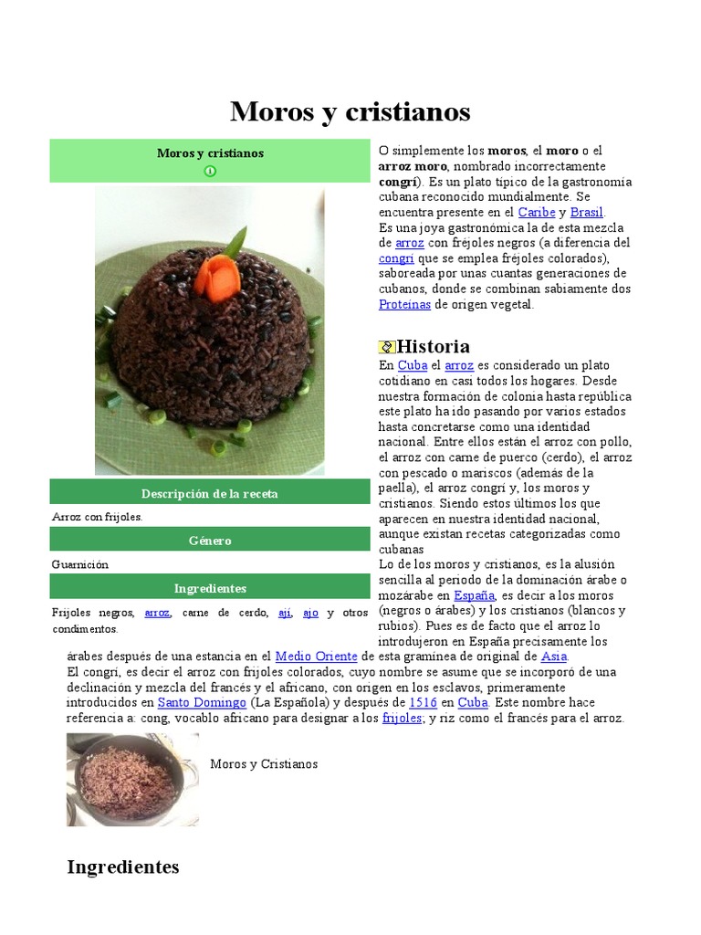 Moros y Cristianos | PDF | Alimentos | Cocina