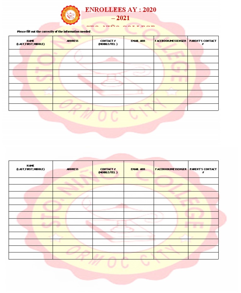 Please Fill Out The Correctly of The Information Needed | PDF