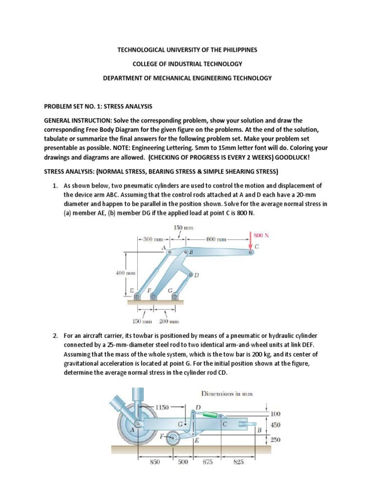Stress Analysis Problem Set | PDF | Stress (Mechanics) | Mechanical ...