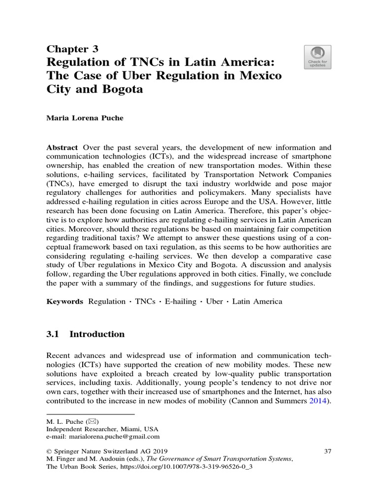 Chapter 3 Regulation of TNCs in Latin America: The Case of Uber ...