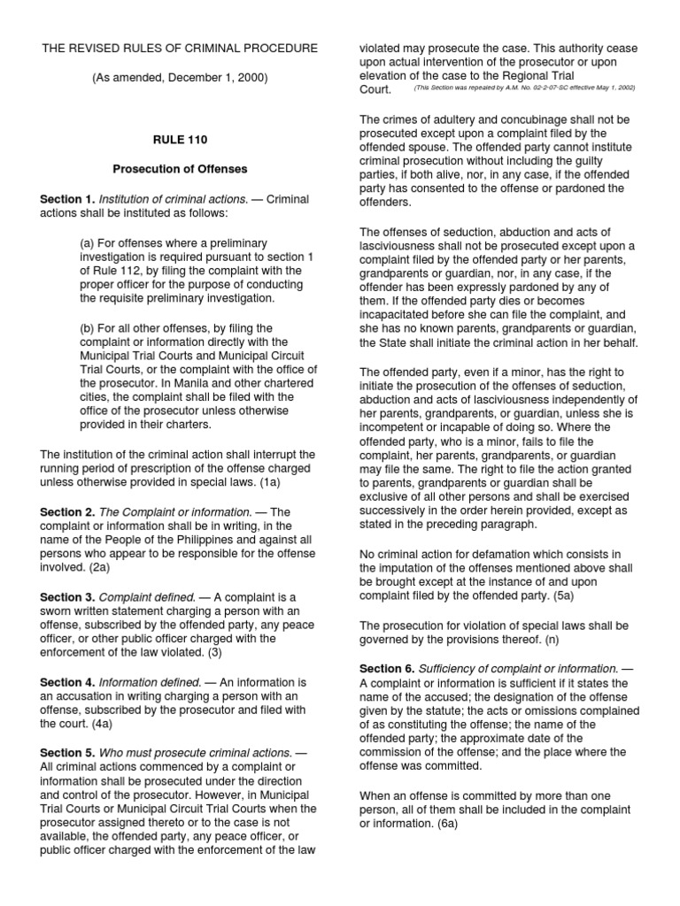 Rules of Court - Criminal Procedure - Rule 110-127 PDF | PDF | Prosecutor | Bail