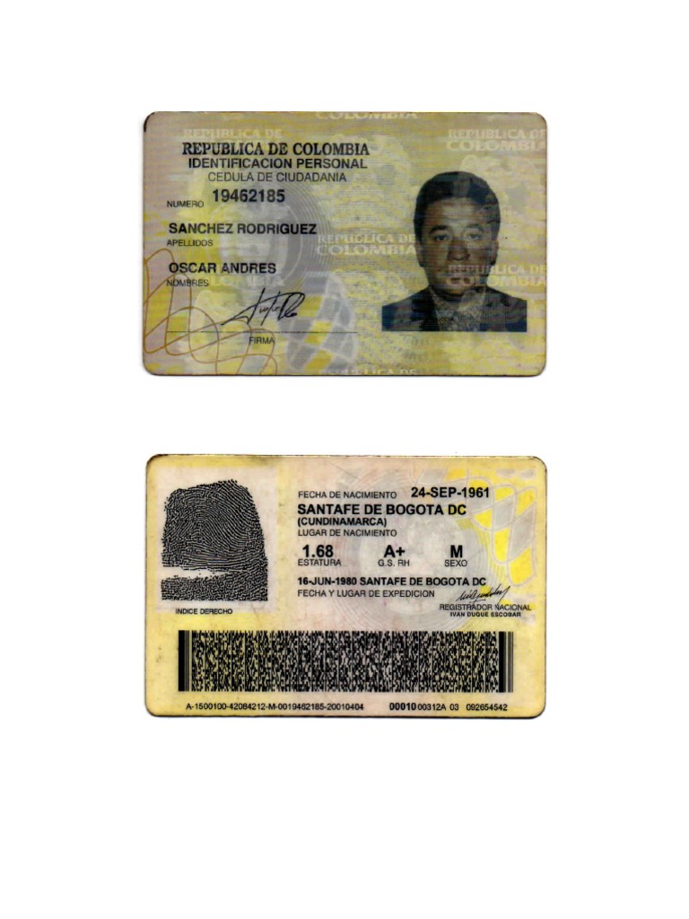 Cedula Ing. Oscar Andres Sanchez PDF | PDF