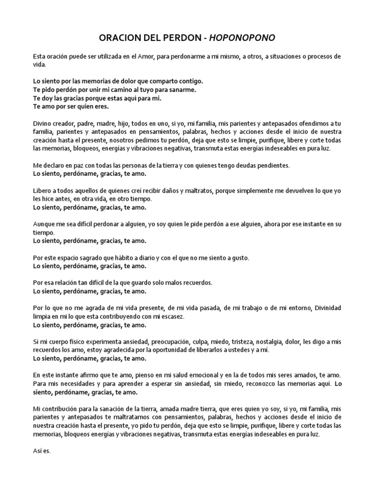 Oracion Del Perdon | PDF | Perdón | Oración
