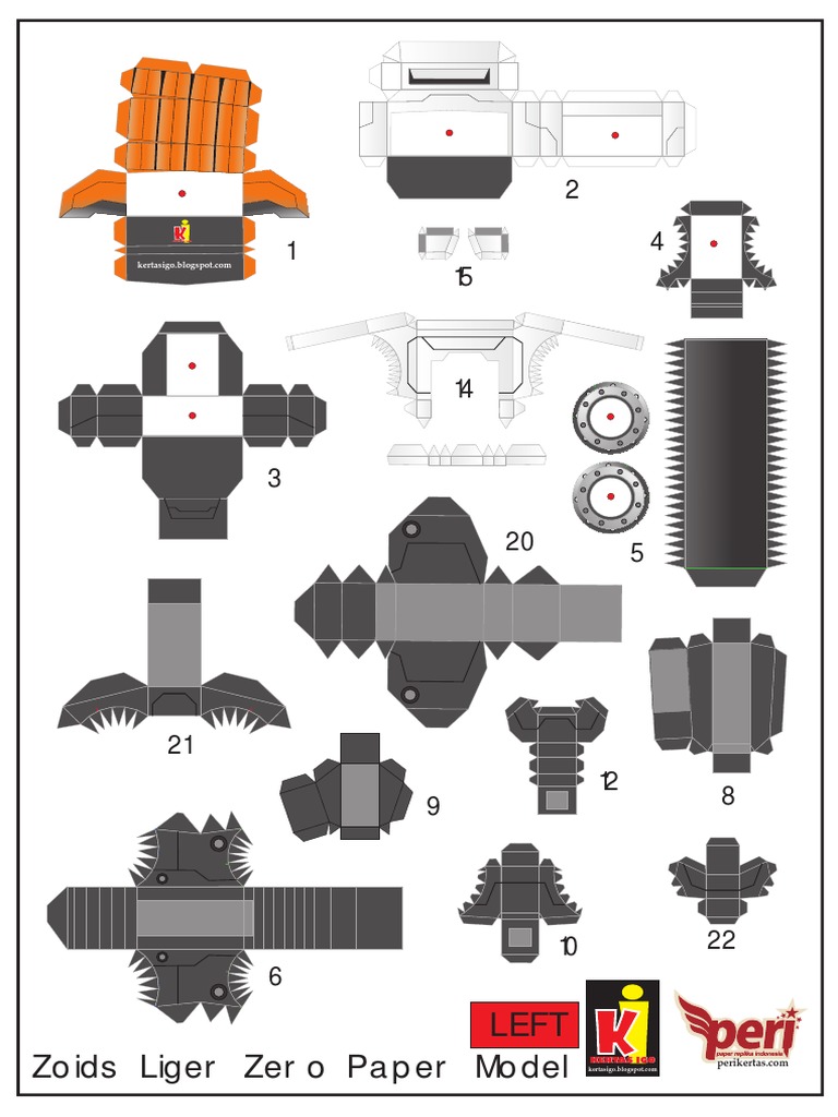 Zoids Liger Zero Paper Model: Kertas Igo | PDF | Media Franchises | Series