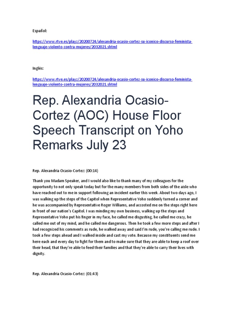 AOC's Iconic Feminist Speech | PDF | Violence