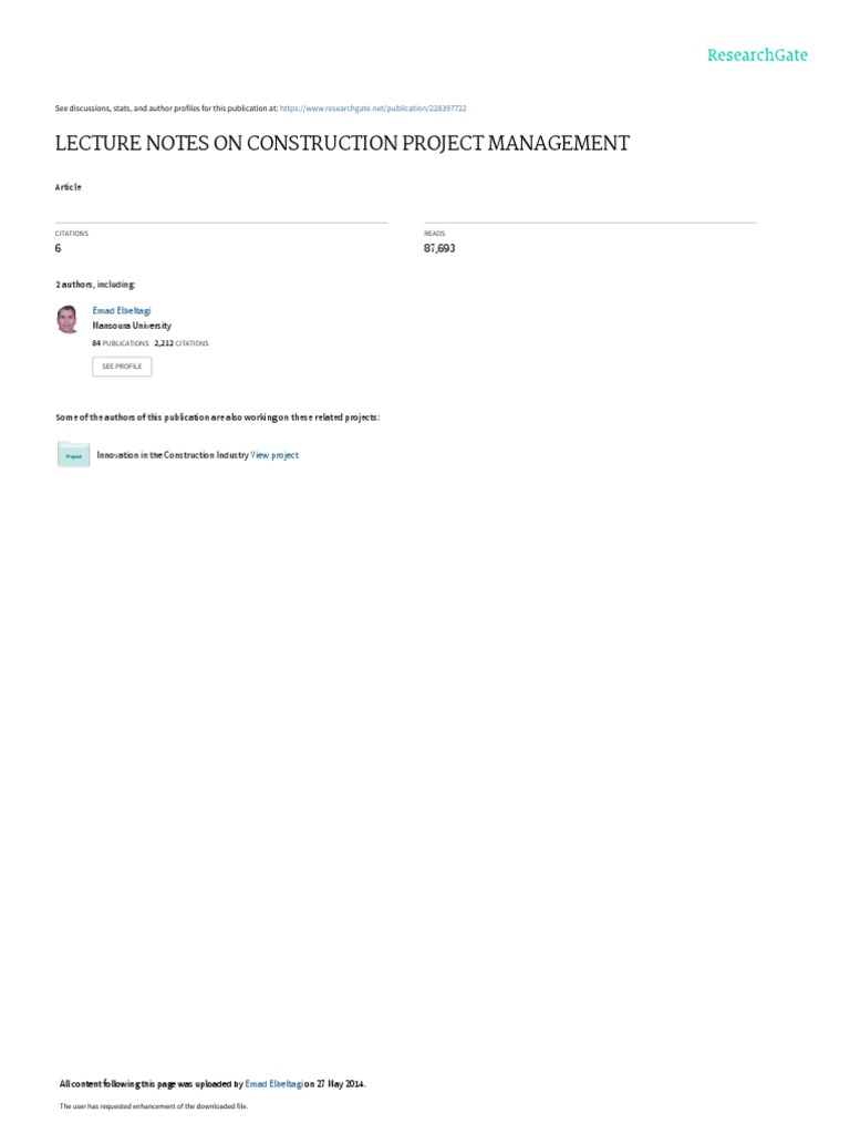 Construction Project Management Notes | PDF | Project Management ...
