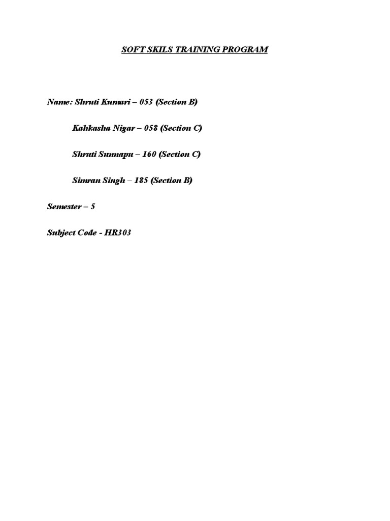 Soft Skils Training Program | PDF | Mentorship | Skill