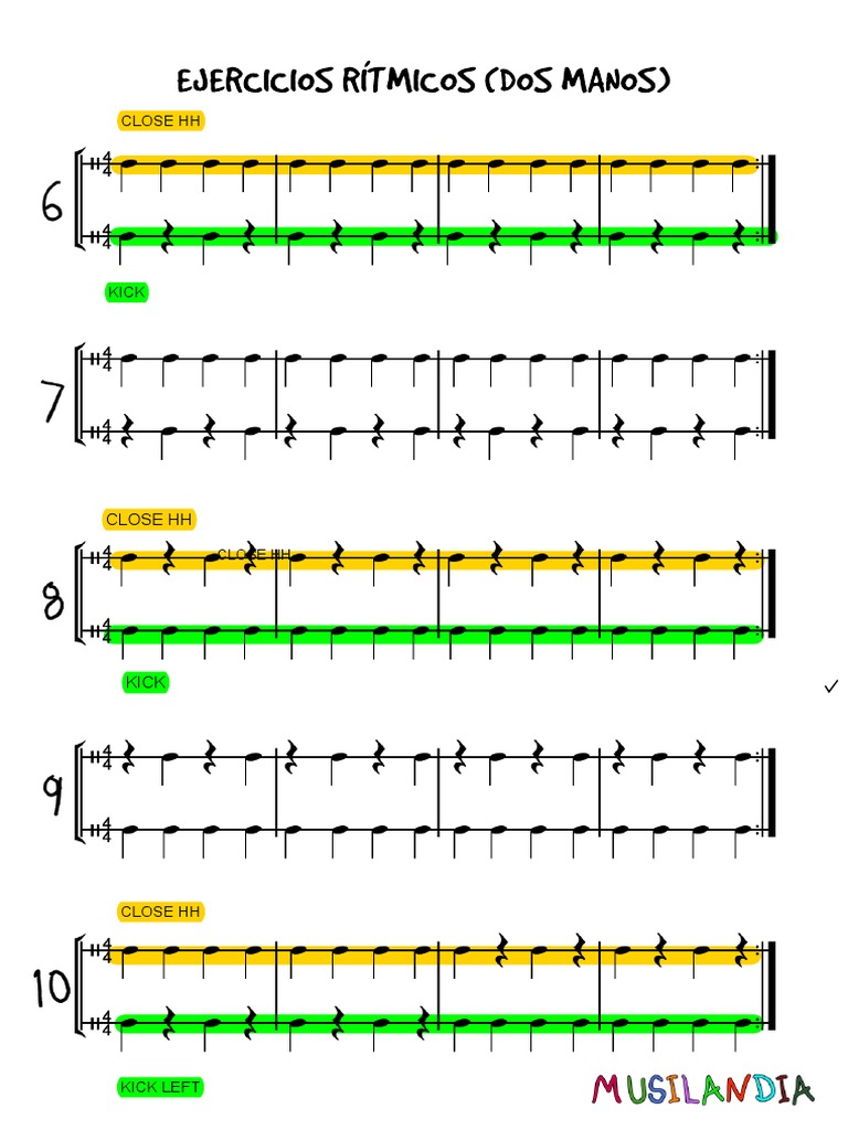 Ejercicios Rítmicos 2. MusiLandia | PDF