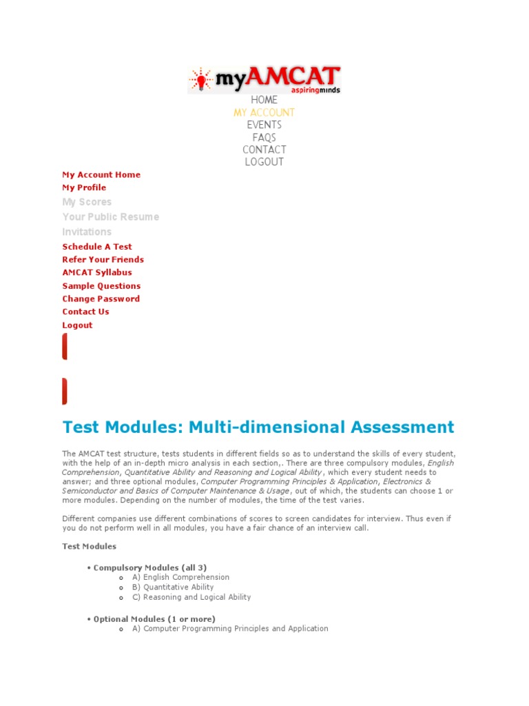 AMCAT Syllabus: Test Modules: Multi-Dimensional Assessment | PDF ... AMCAT Syllabus: Test Modules: Multi-Dimensional Assessment | PDF ...