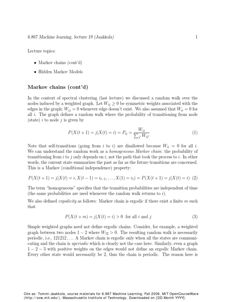 Lec19 PDF | PDF | Markov Chain | Applied Mathematics