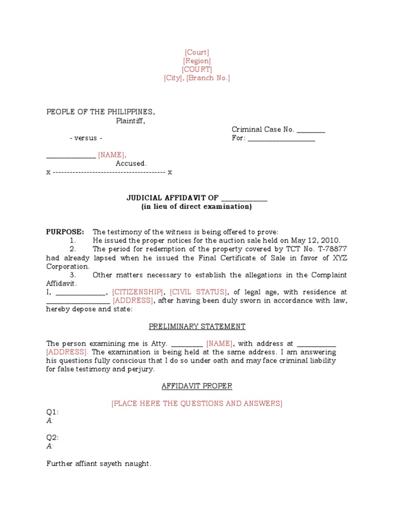 Judicial Affidavit (Criminal Cases) | Download Free PDF | Affidavit | Perjury
