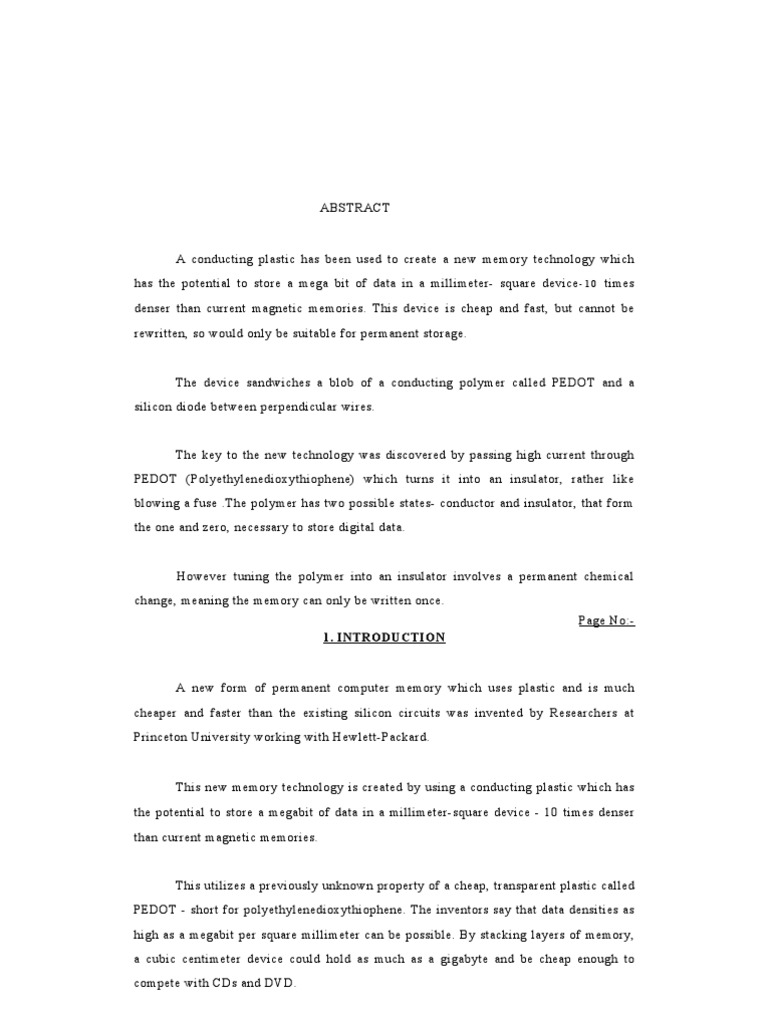 Plastic Memory | PDF | Random Access Memory | Read Only Memory