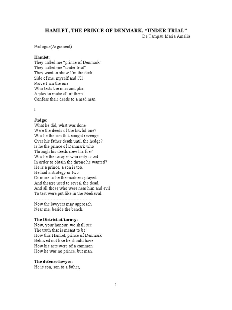 Hamlet Prince of Denmark Under Trial | PDF | Hamlet