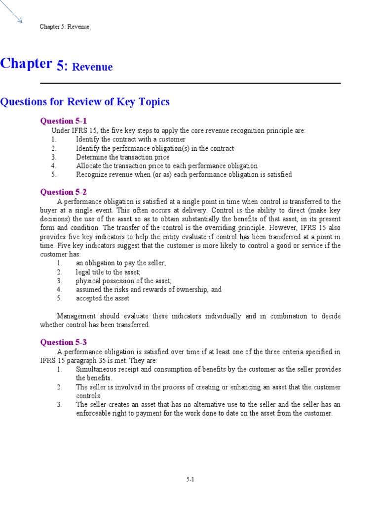 Revenue Questions For Review of Key Topics: Question 5-1 | PDF | Sales ...