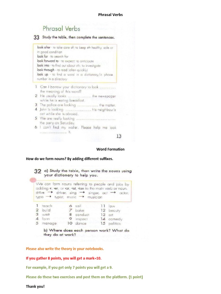 Phrasal Verbs: Formation How Do We Form Nouns? by Adding Different ...