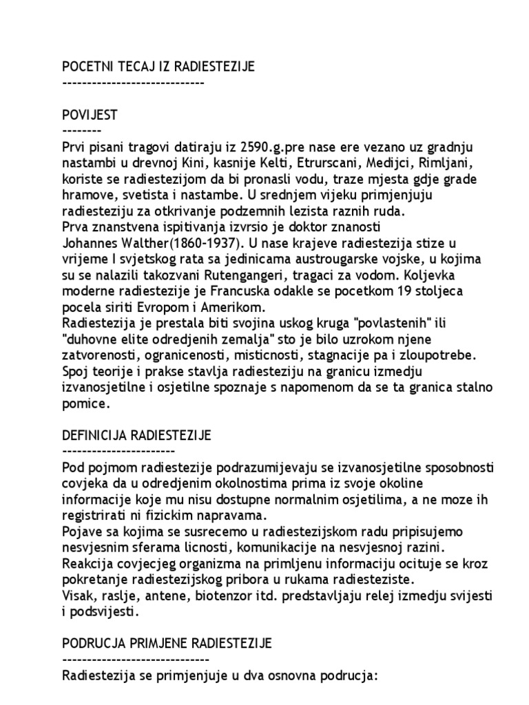 Pocetnicki Tecaj Iz Radiestezije | PDF