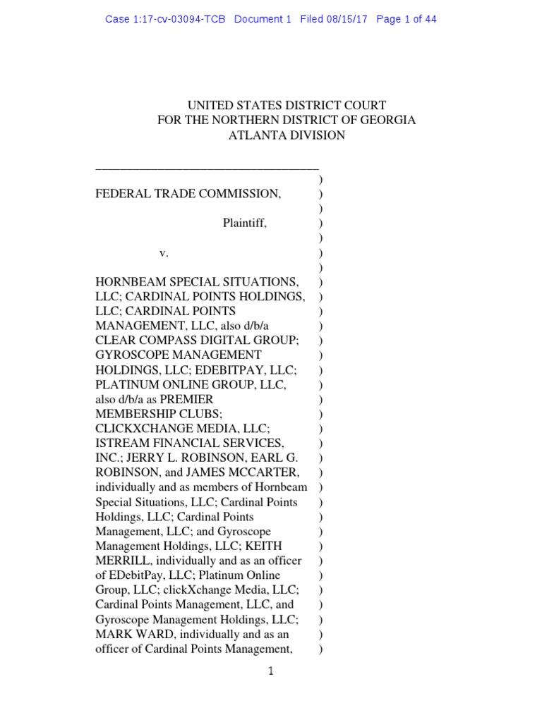 FTC Complaint - Savings Makes Money Complaint File Stamped 8-16-17 ...