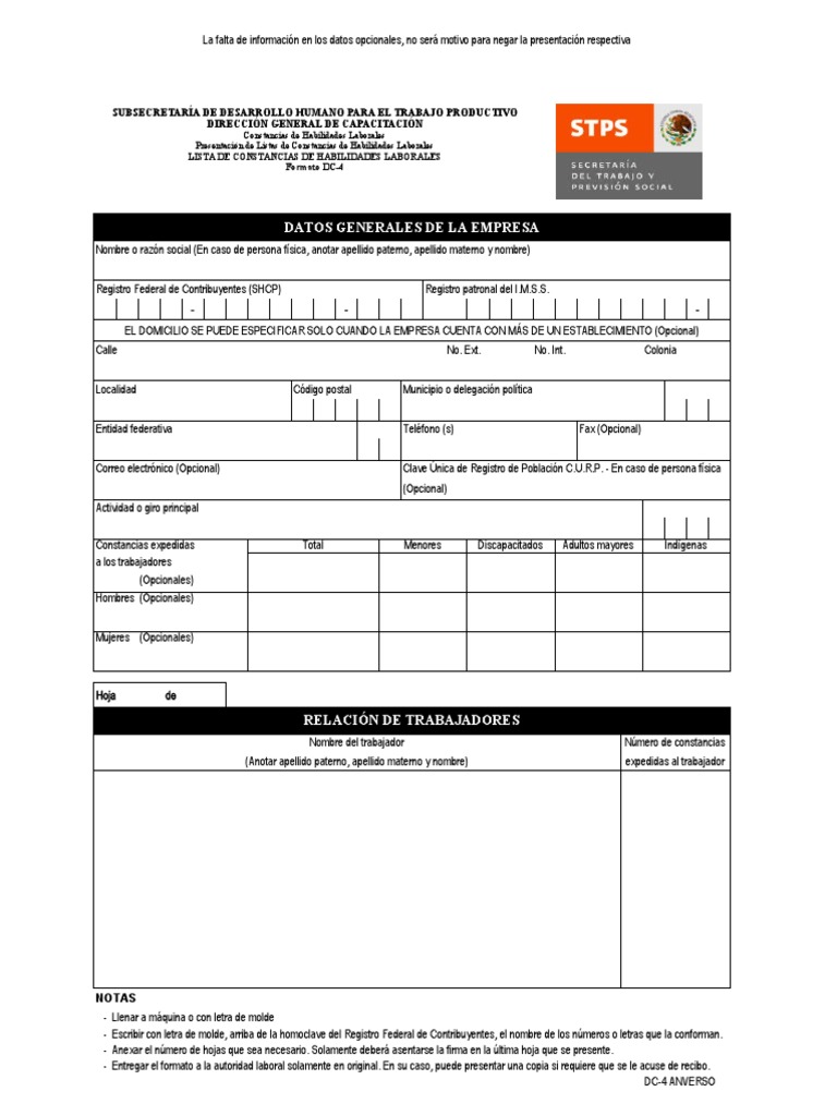 Formato dc4 | PDF | Business | Informática y tecnología de la información