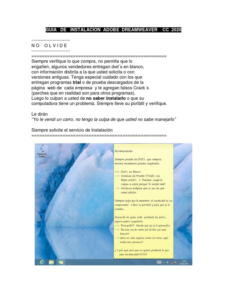 Guia de Instalación Adobe Dreamweaver CC 2020 | PDF | Adobe Dreamweaver ...