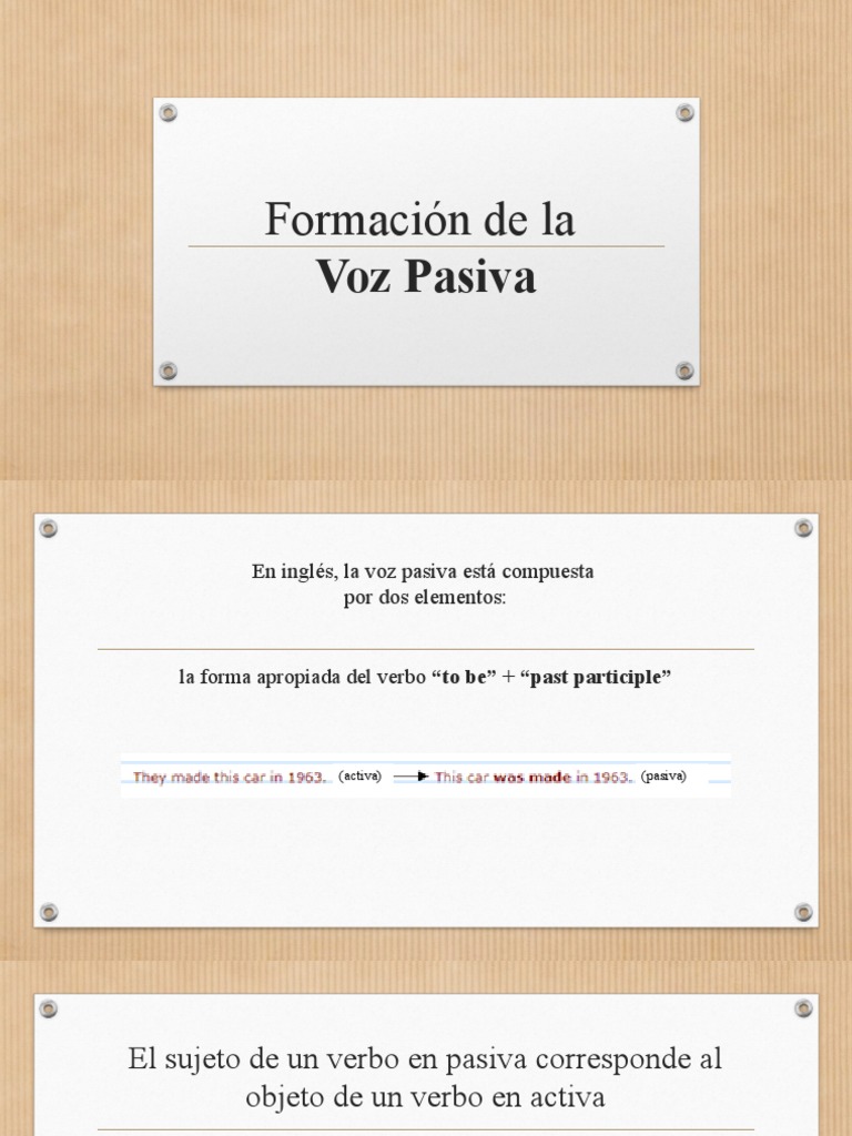 Formación de La Voz Pasiva | PDF