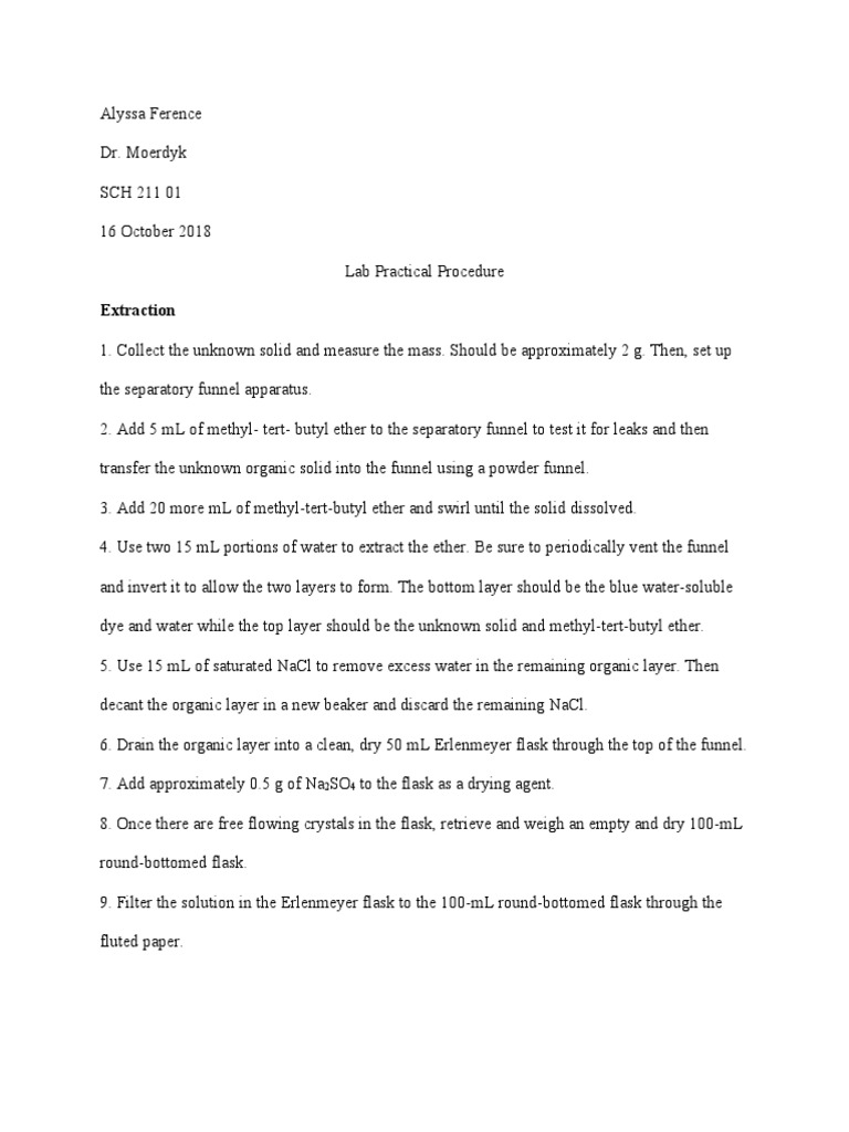Lab Practical Procedure | PDF | Chemistry | Physical Chemistry