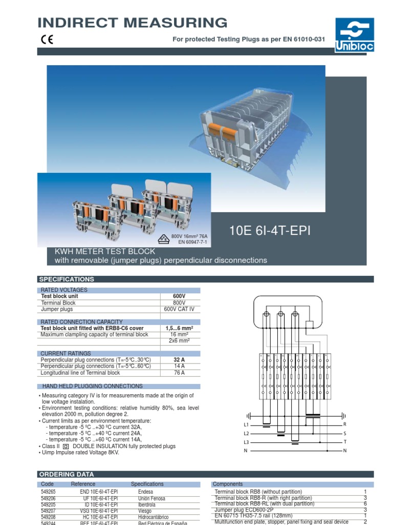 Indoor KWH Meter Test Block with Built-In Perpendicular Disconnections ...