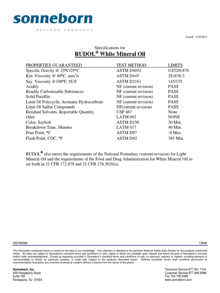 Rudol White Mineral Oil | PDF | Chemical Substances | Chemistry