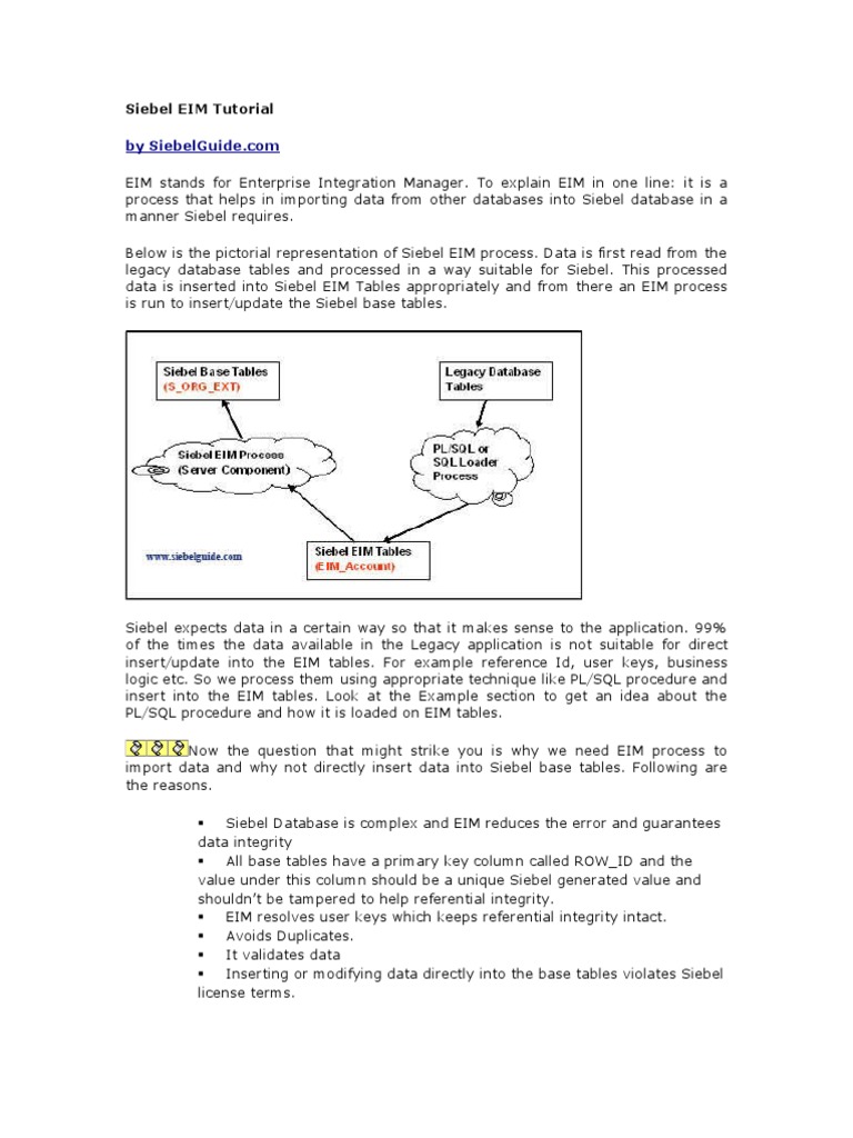 Siebel EIM Process Overview | PDF | Business | Computers