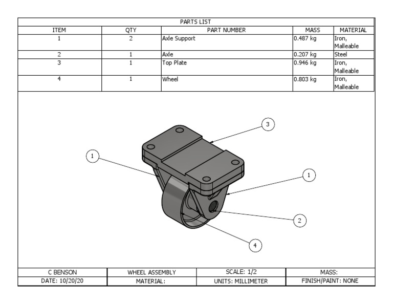 Wheel Assembly Orthographic | PDF