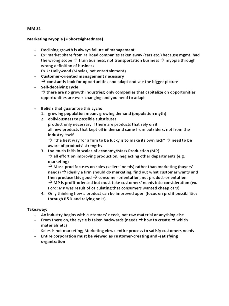 Marketing Myopia PDF | PDF