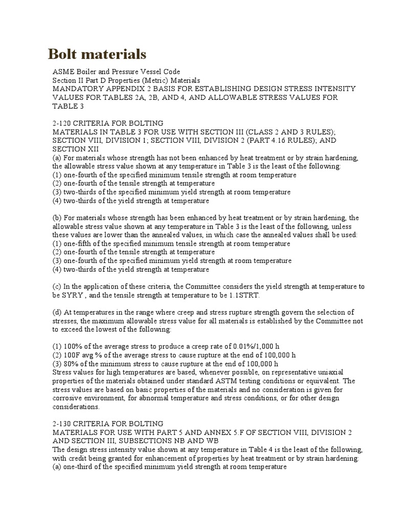 Bolt Materials | PDF | Strength Of Materials | Yield (Engineering)