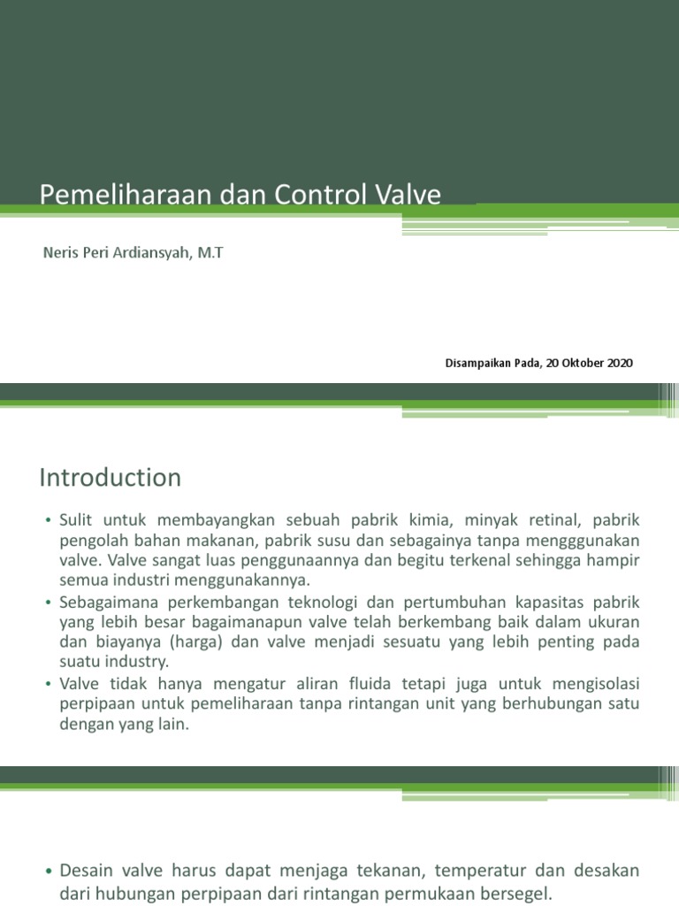 Pemeliharaan Control Valve | PDF
