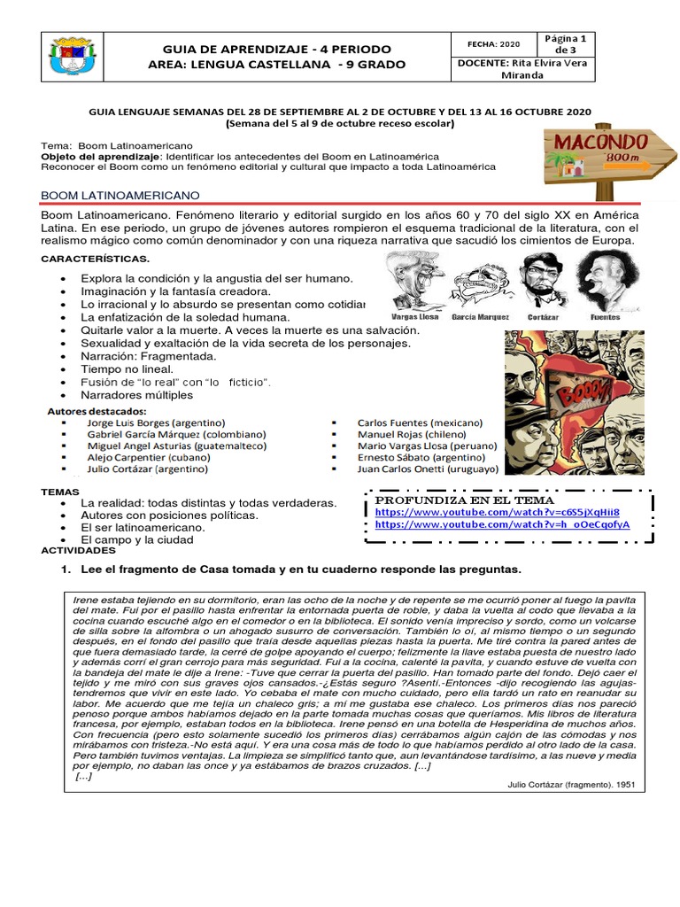 Guía de aprendizaje sobre el Boom latinoamericano: características y ...