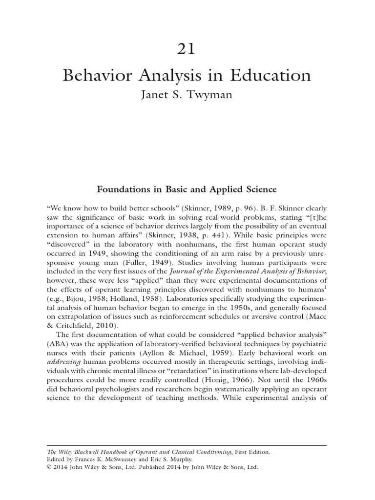 Behavior Analysis in Education | PDF | Instructional Design | Behaviorism
