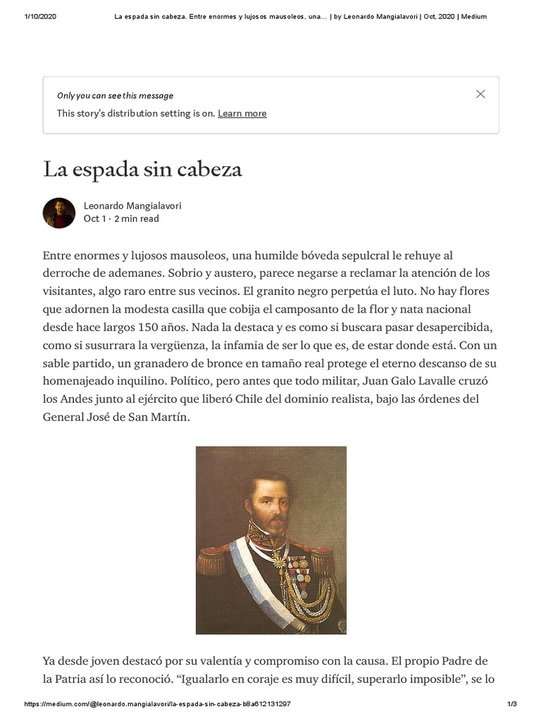 La espada sin cabeza de Lavalle | PDF | América del Sur | Argentina